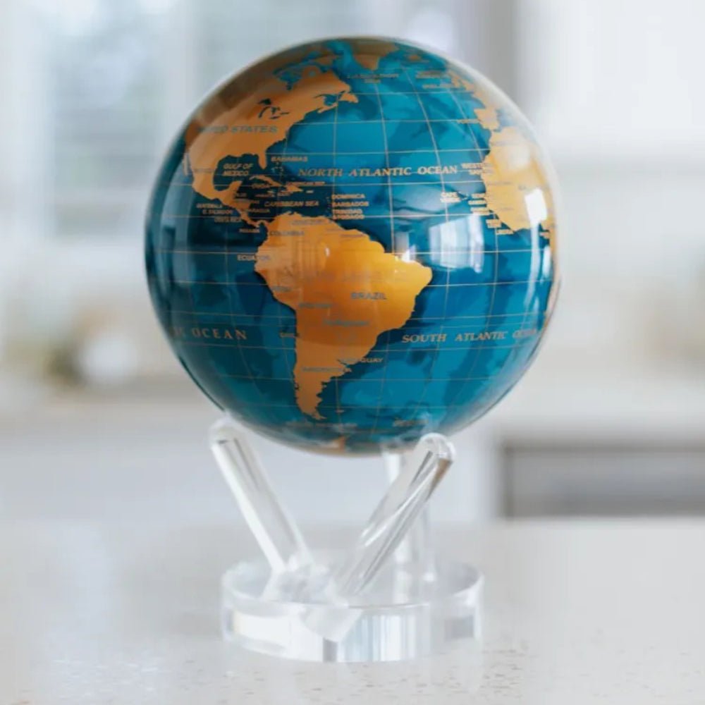 Cerulean Blue & Gold Globe – Modern Metallic Décor by MOVA